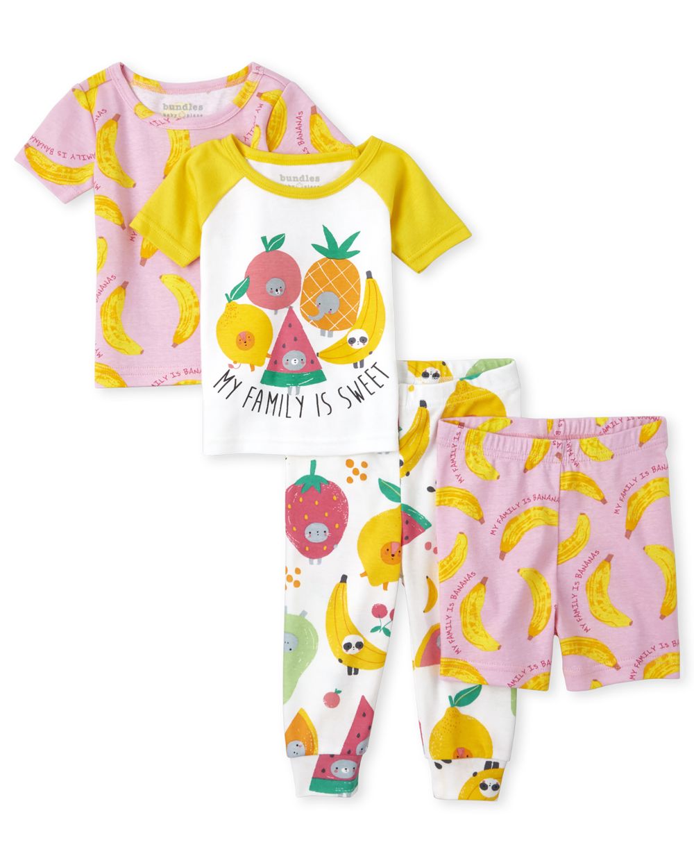 Baby And Toddler Girls Short Raglan Sleeve 'My Family Is Sweet' Fruit ...