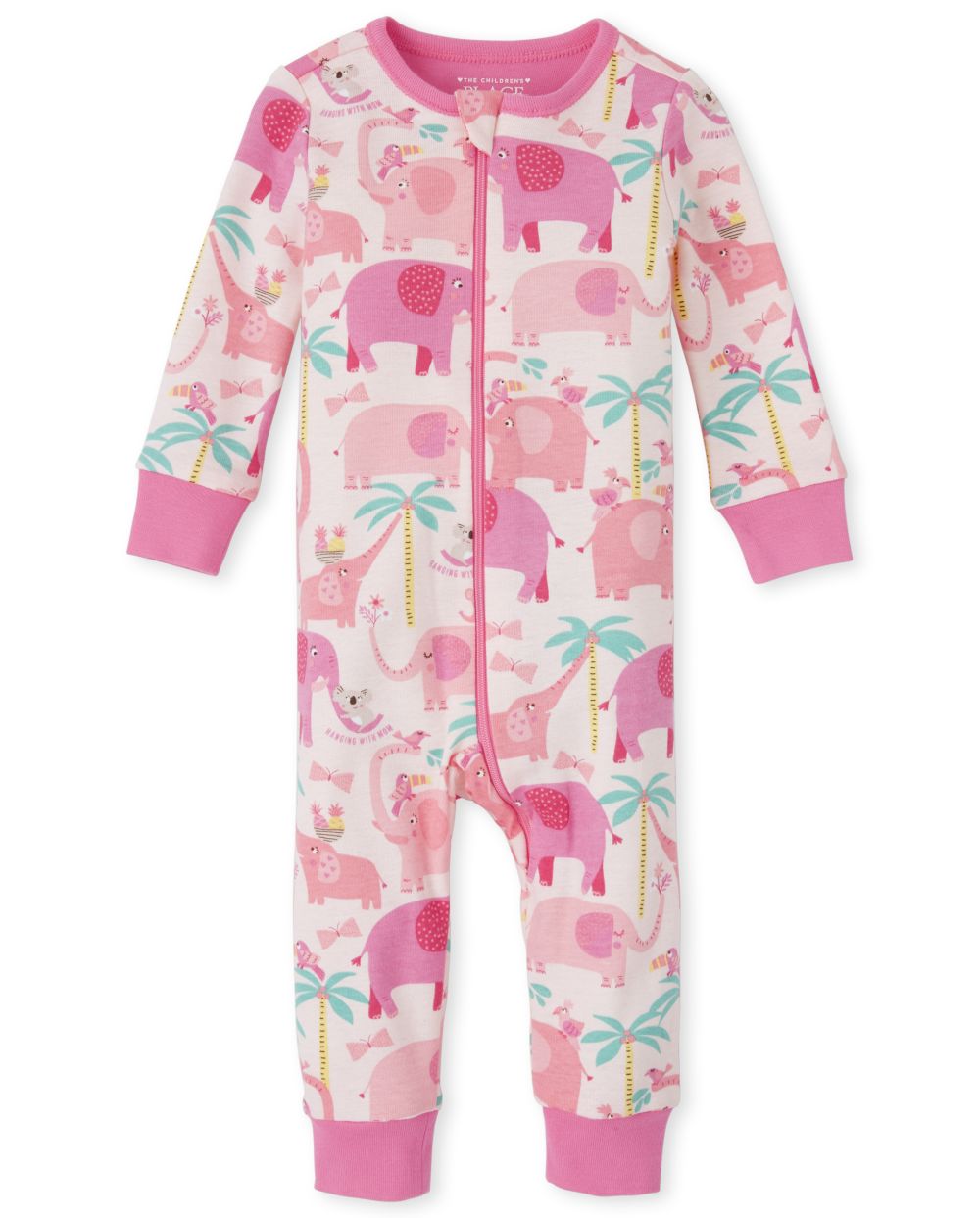 Baby And Toddler Girls Long Sleeve 'Hanging With Mom' Elephant Print ...