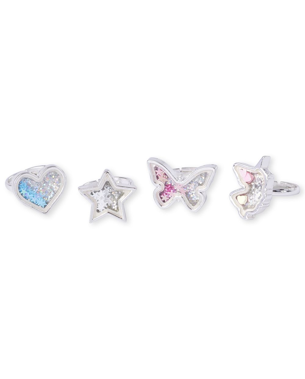 Girls Confetti Shaker Adjustable Ring 4-Pack