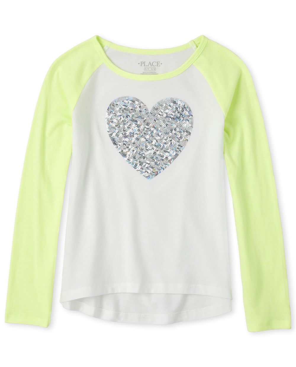 Girls Long Sleeve Sequin Graphic Raglan Top