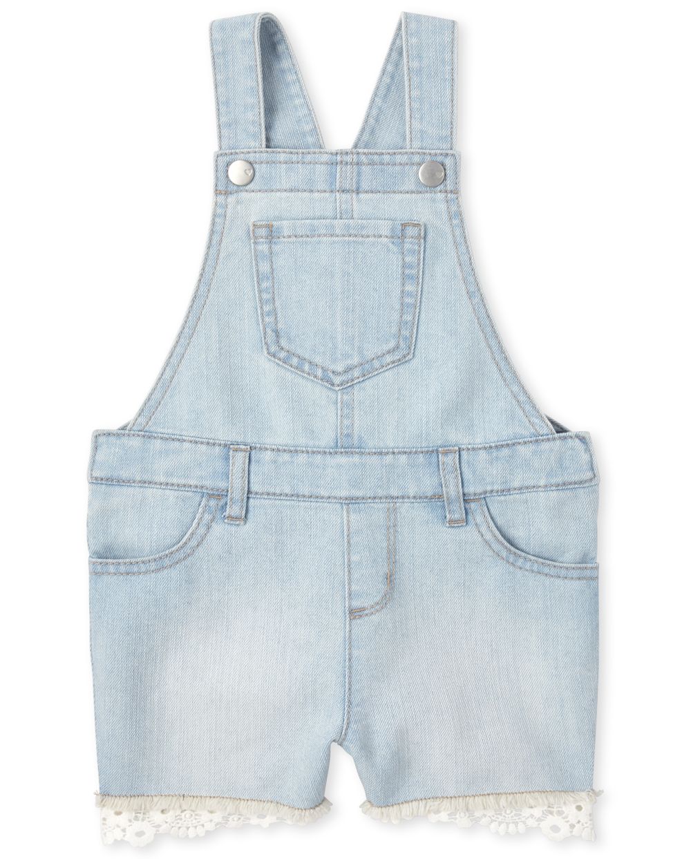 Baby And Toddler Girls Crochet Hem Denim Shortalls