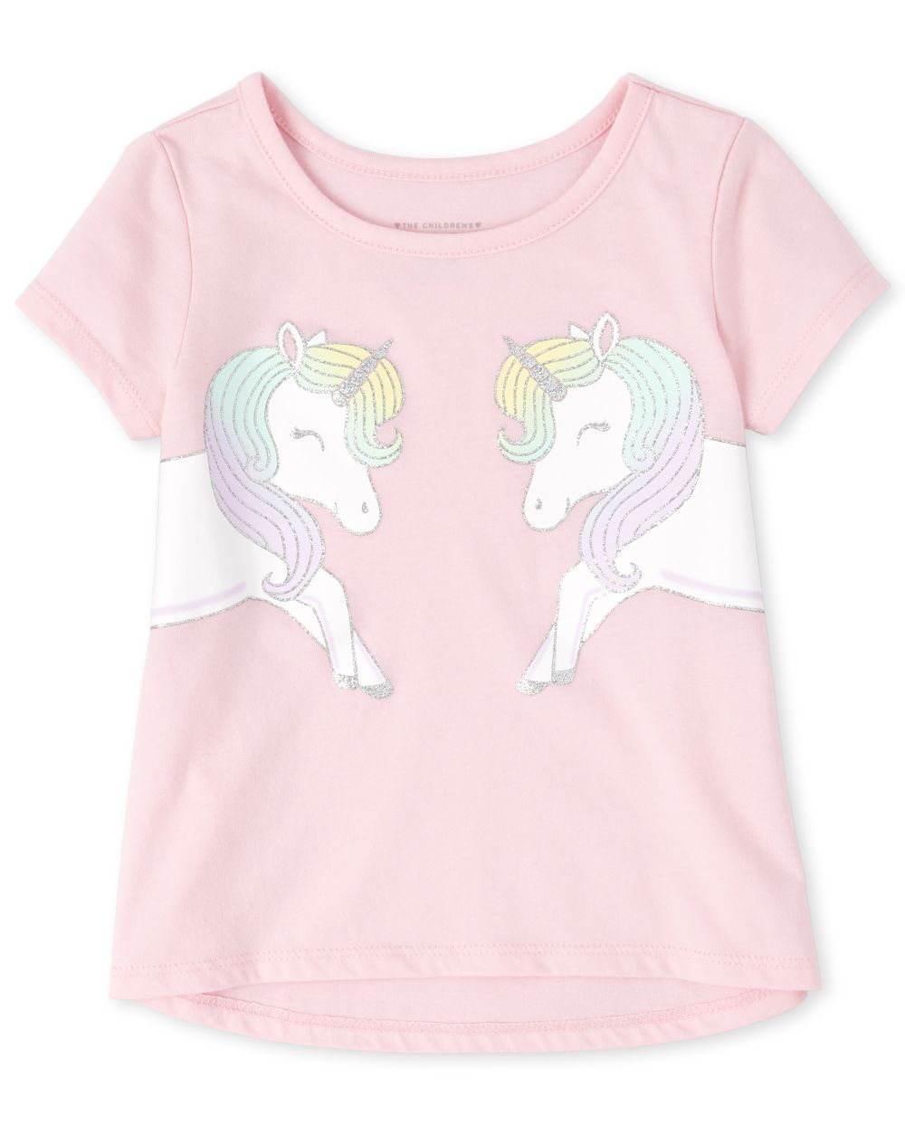 Baby And Toddler Girls Short Sleeve Glitter Graphic Top