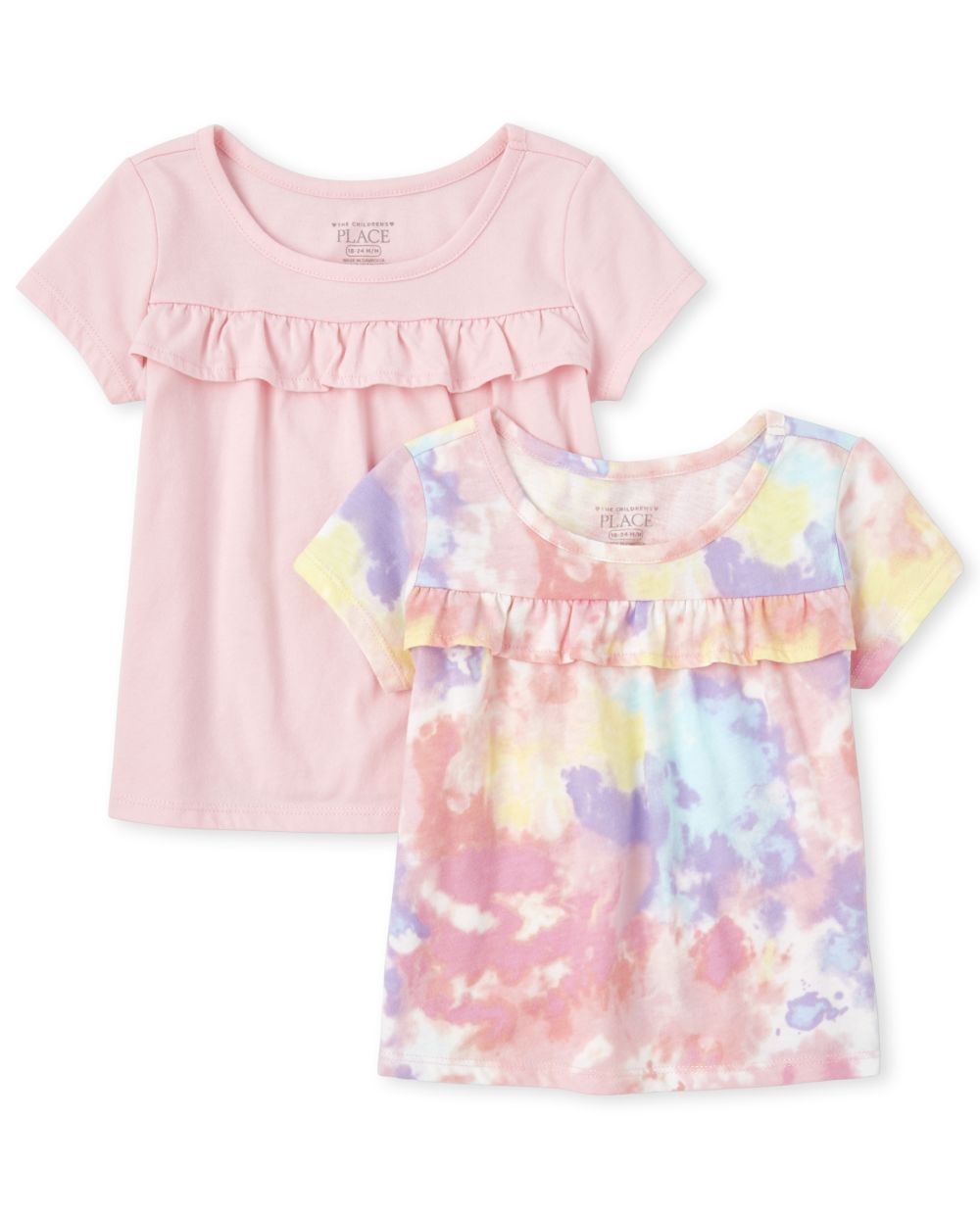 Baby And Toddler Girls Short Sleeve Ruffle Top 2-Pack