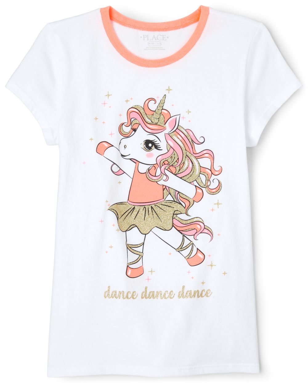Girls Short Sleeve Glitter 'Dance Dance Dance' Unicorn Graphic Tee