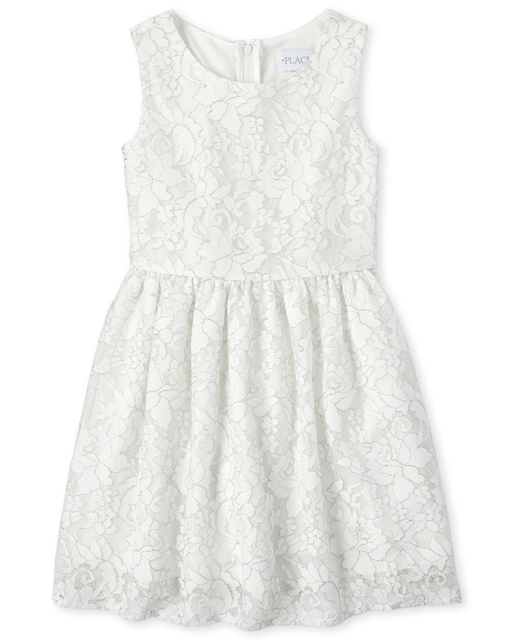 Girls Easter Sleeveless Glitter Lace Knit Dress