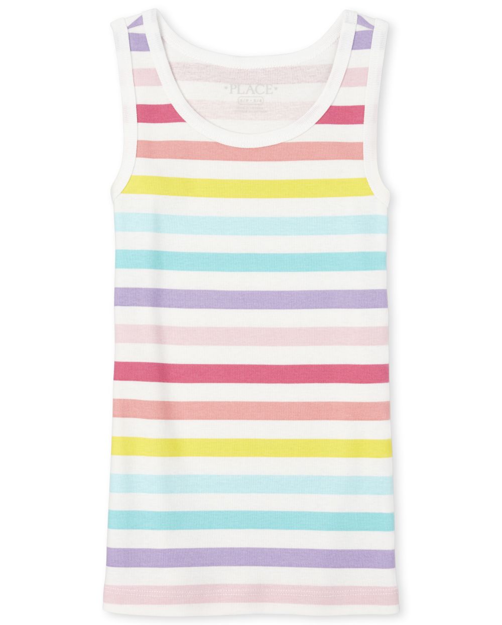 Girls Sleeveless Rainbow Striped Tank Top