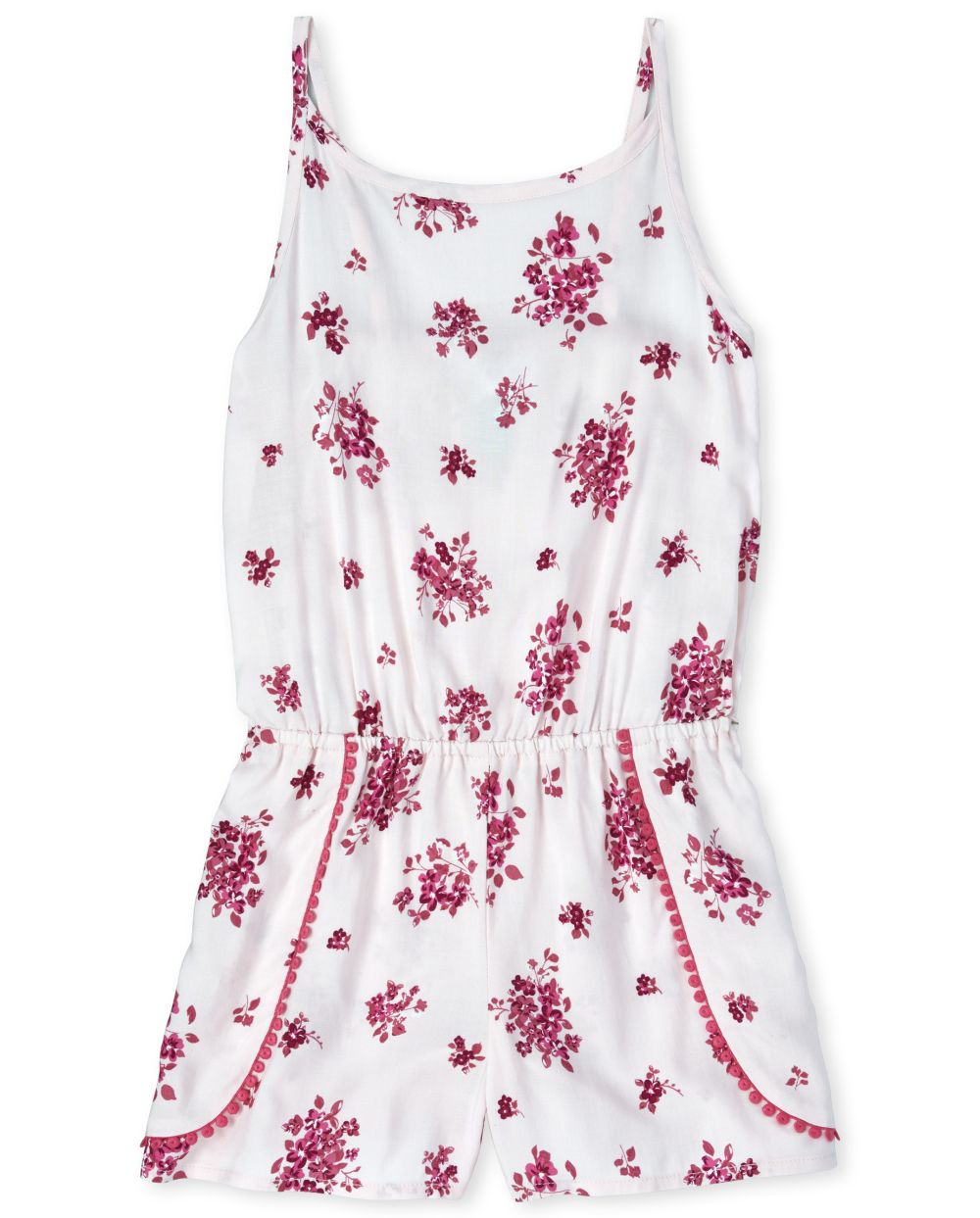 Girls Sleeveless Floral Print Woven Romper