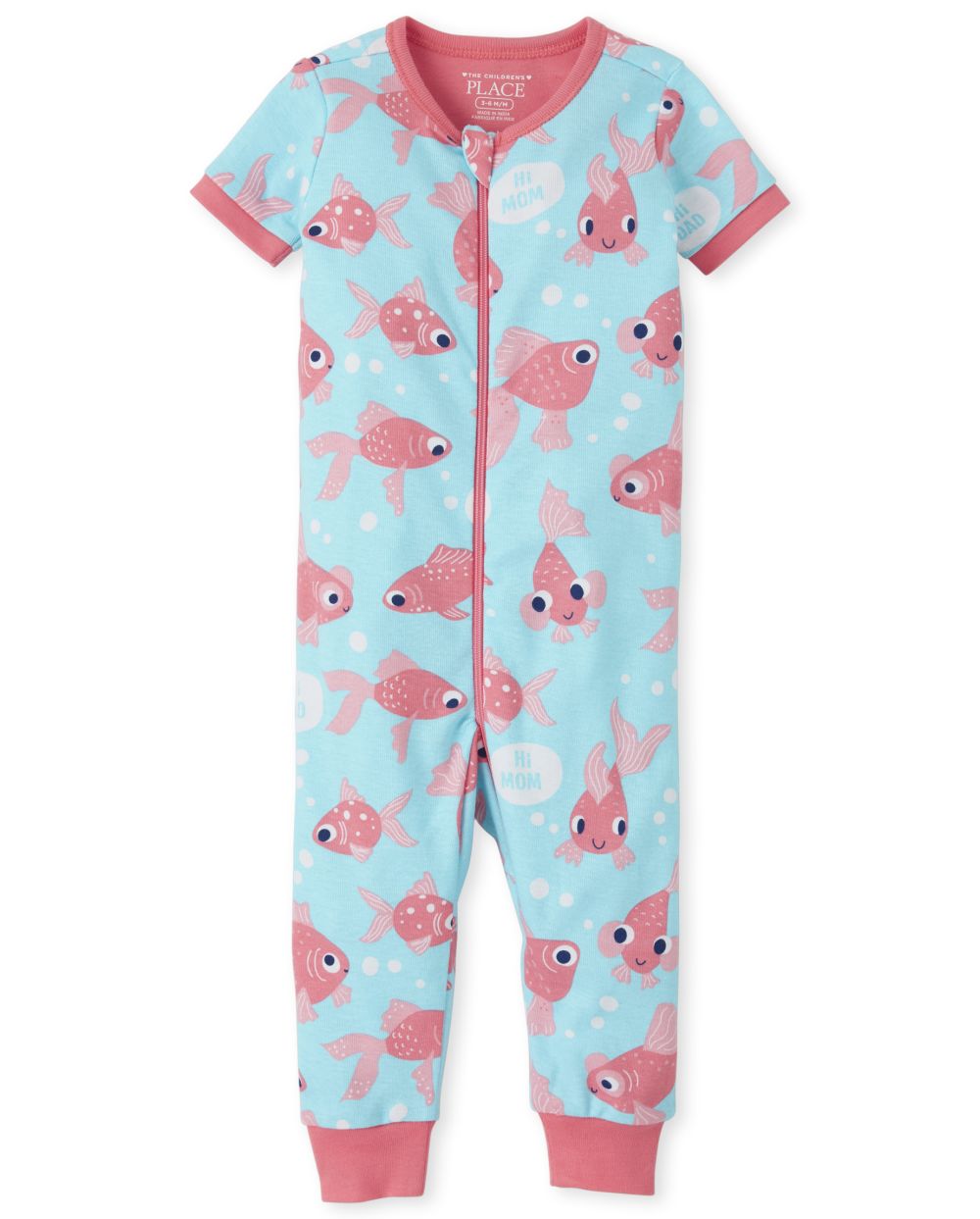 Baby And Toddler Girls Short Sleeve Goldfish Print Matching Snug Fit ...