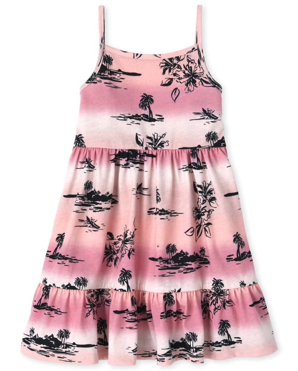 Baby And Toddler Girls Sleeveless Palm Tree Print Knit Tank Dress