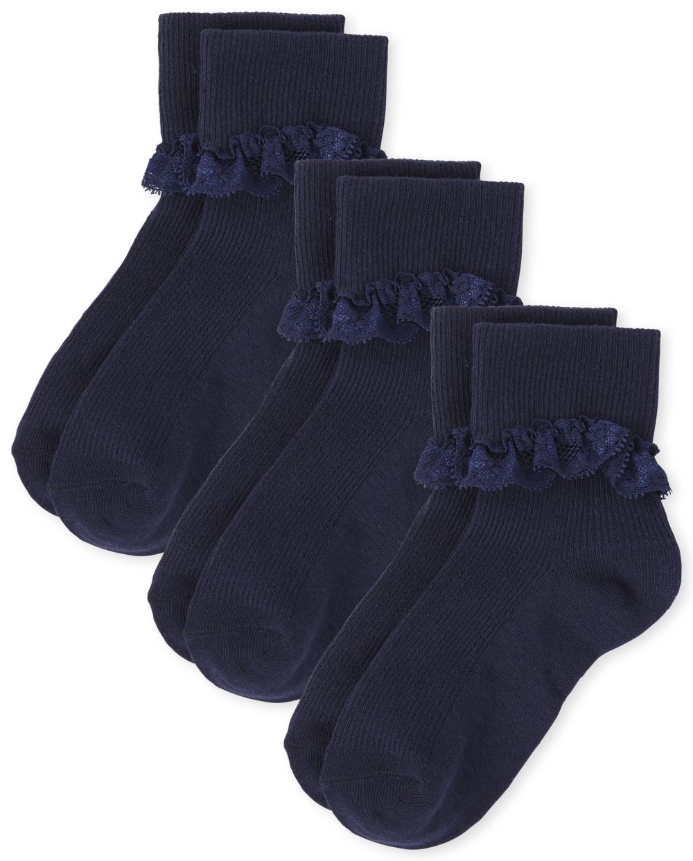 Girls Lace Ruffle Socks 3-Pack