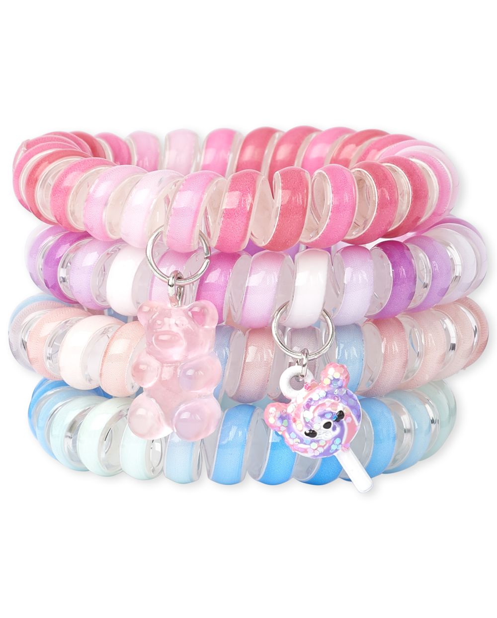 Girls Glitter Candy Bear Coil Bracelet 4-Pack