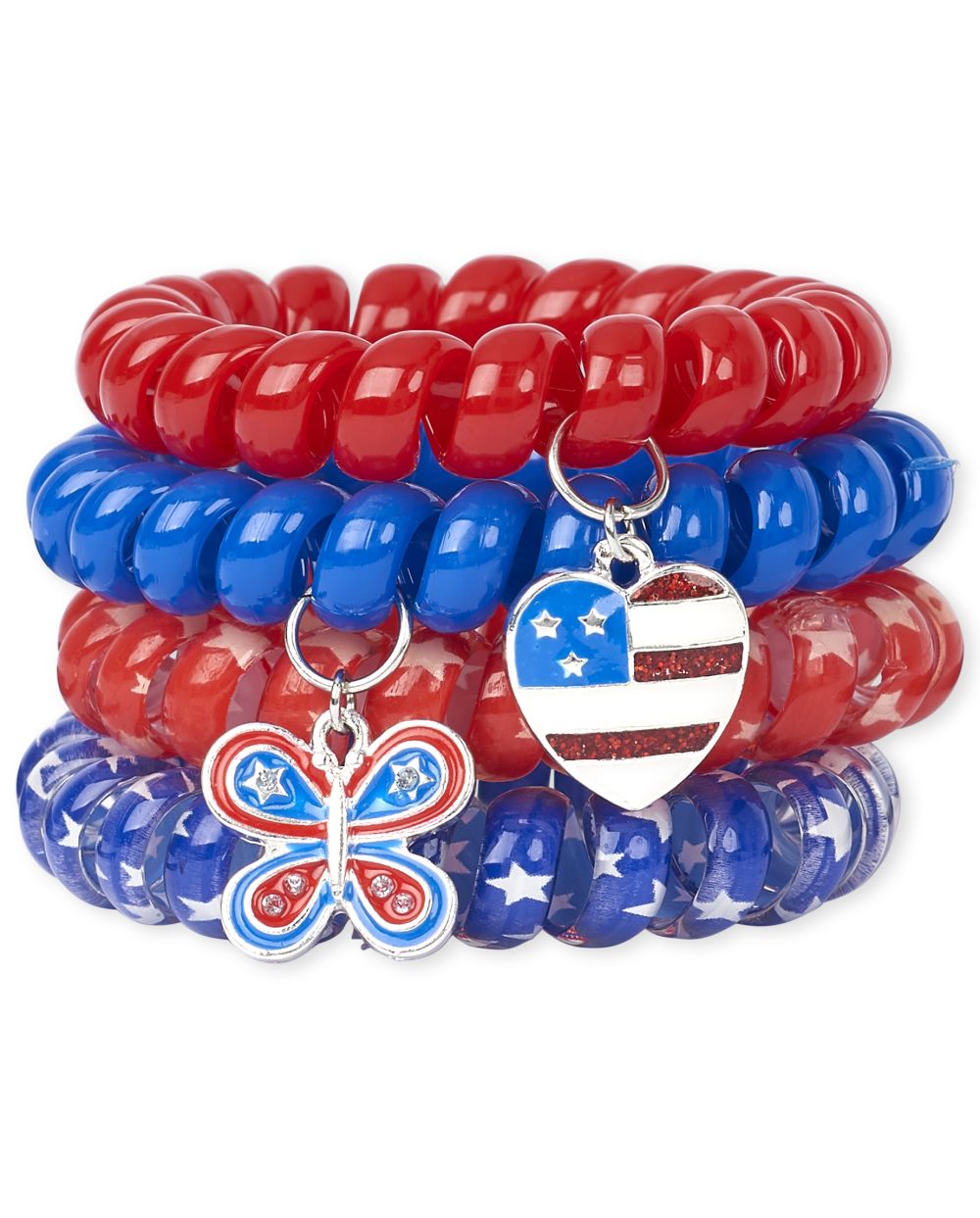 Girls Americana Butterfly Coil Bracelet 4-Pack