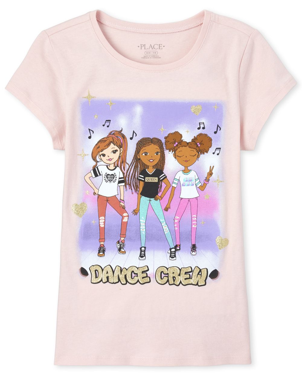 Girls Short Sleeve Glitter 'Dance Crew' Graphic Tee