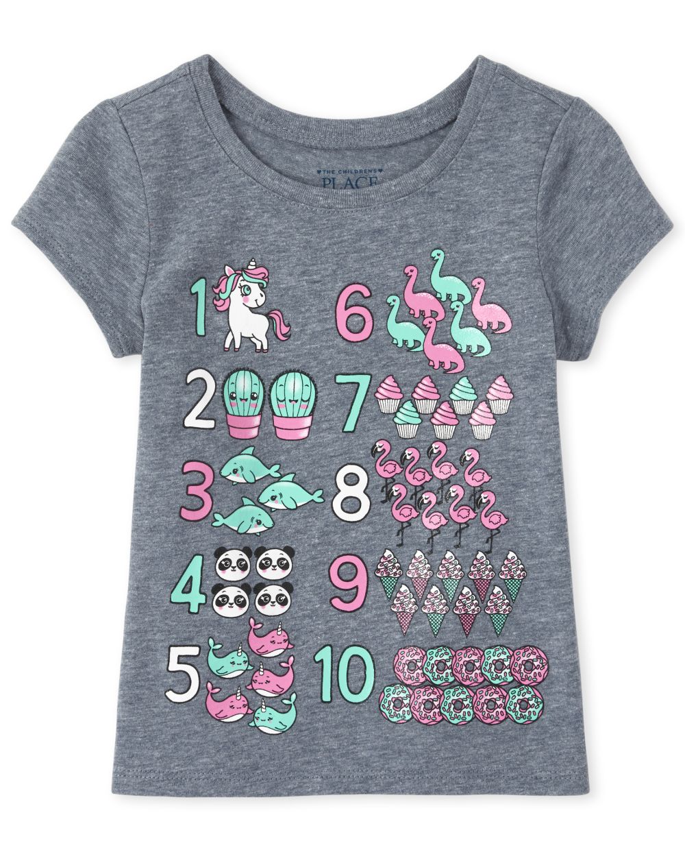 Baby And Toddler Girls Short Sleeve Glitter Unicorn Narwhal And Dino ...