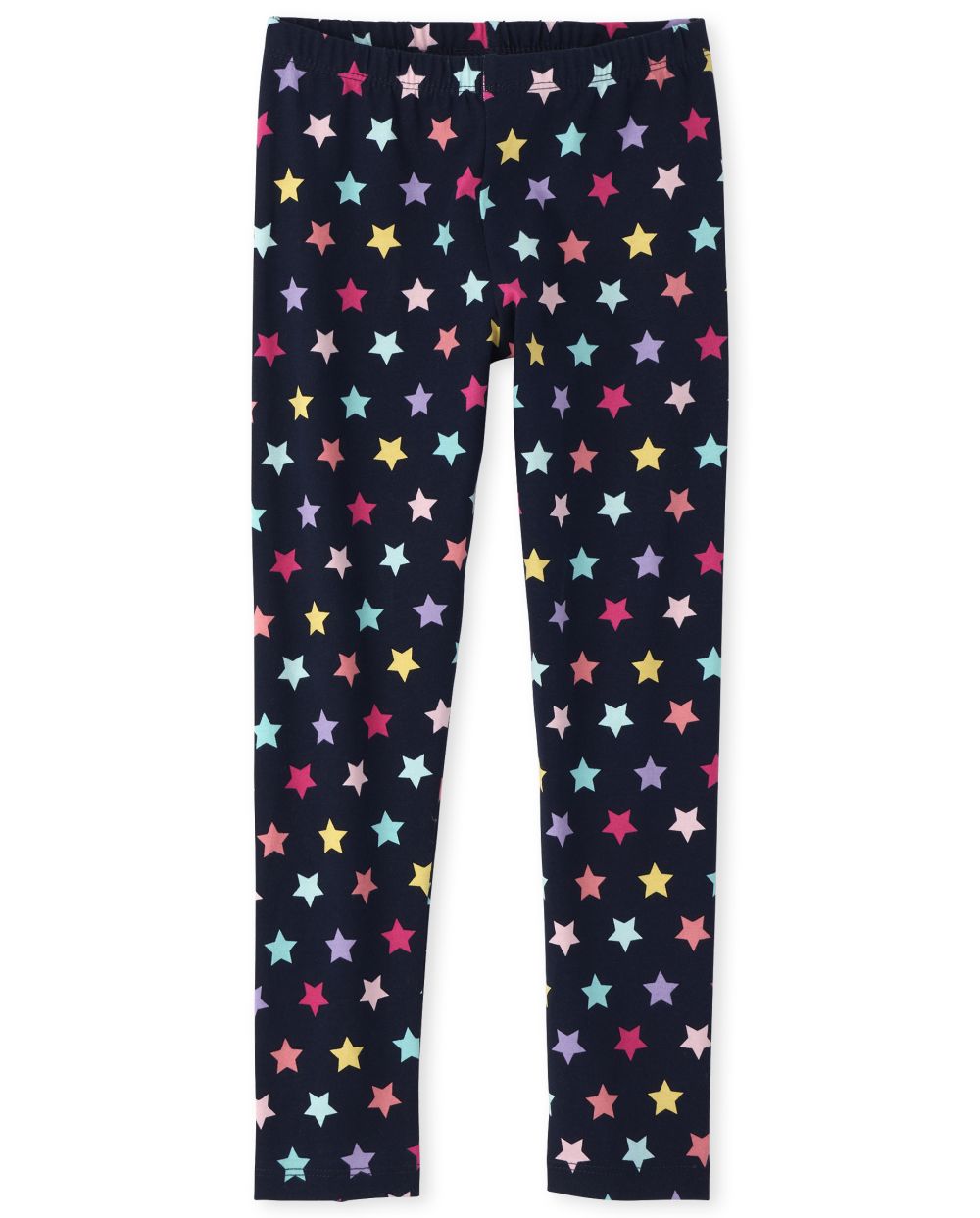 Girls Rainbow Star Print Knit Essential Leggings
