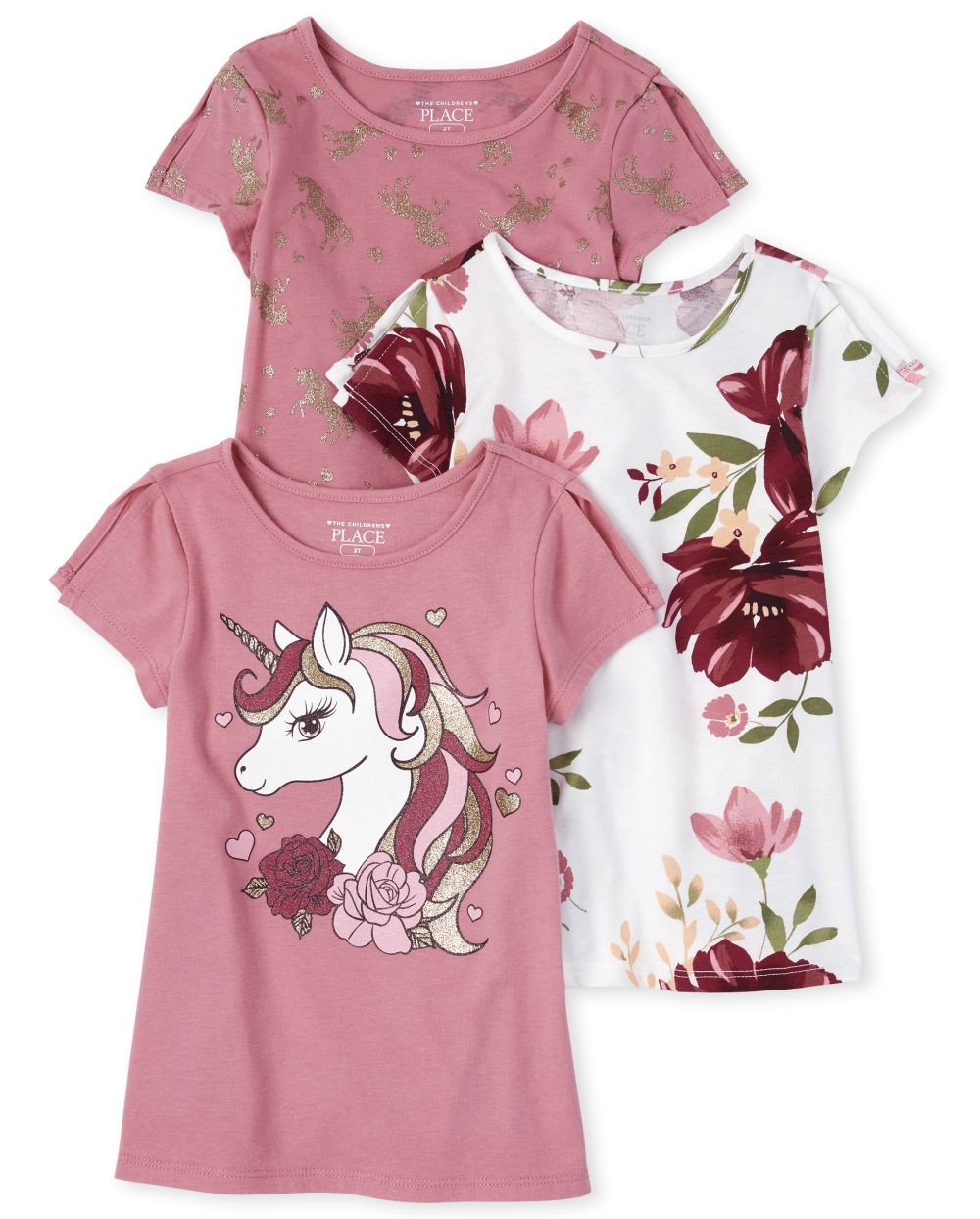 Toddler Girls Short Slit Sleeve Tunic Top 3-Pack
