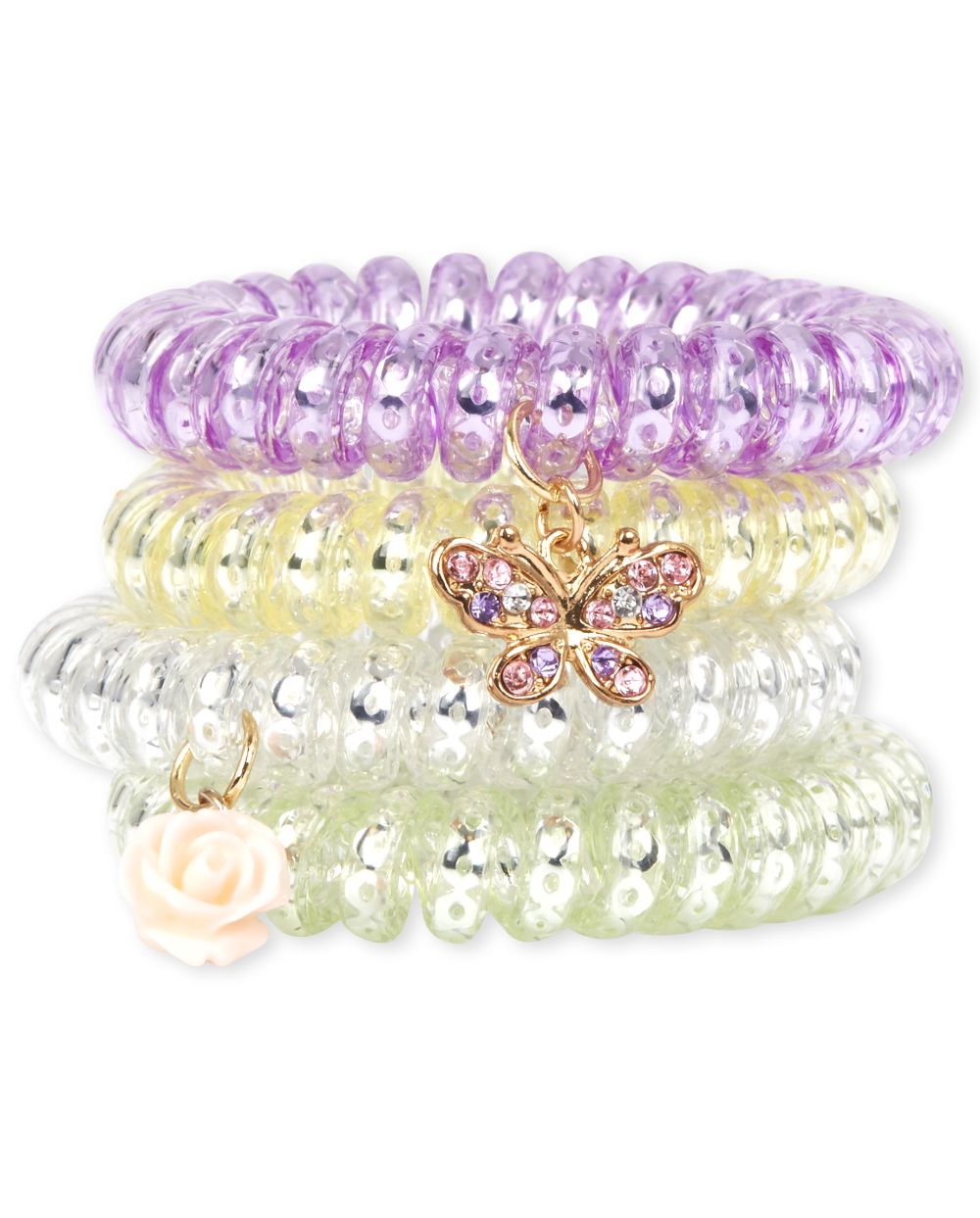 Girls Butterfly Coil Bracelet 4-Pack