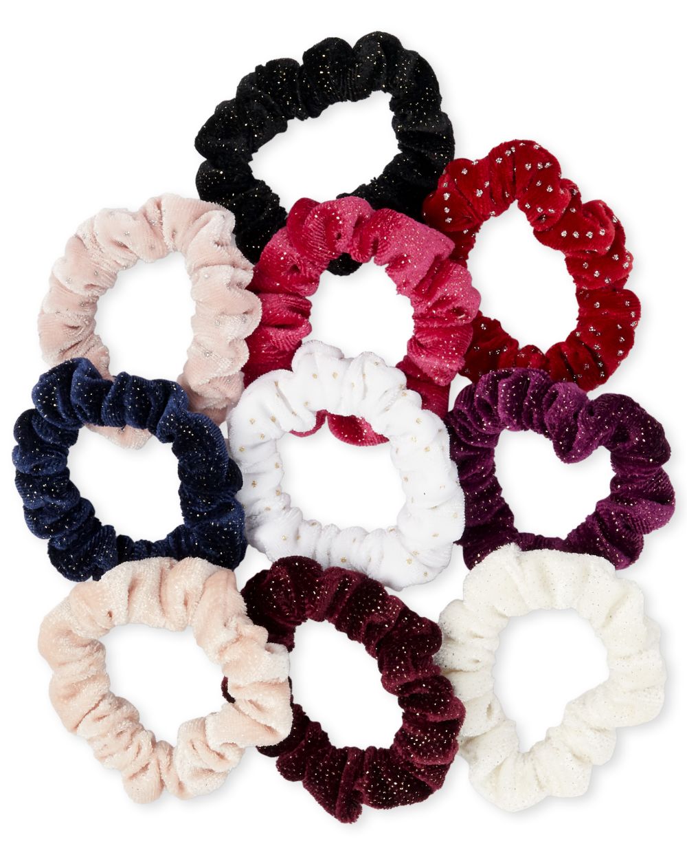 Girls Velvet Scrunchie 10-Pack