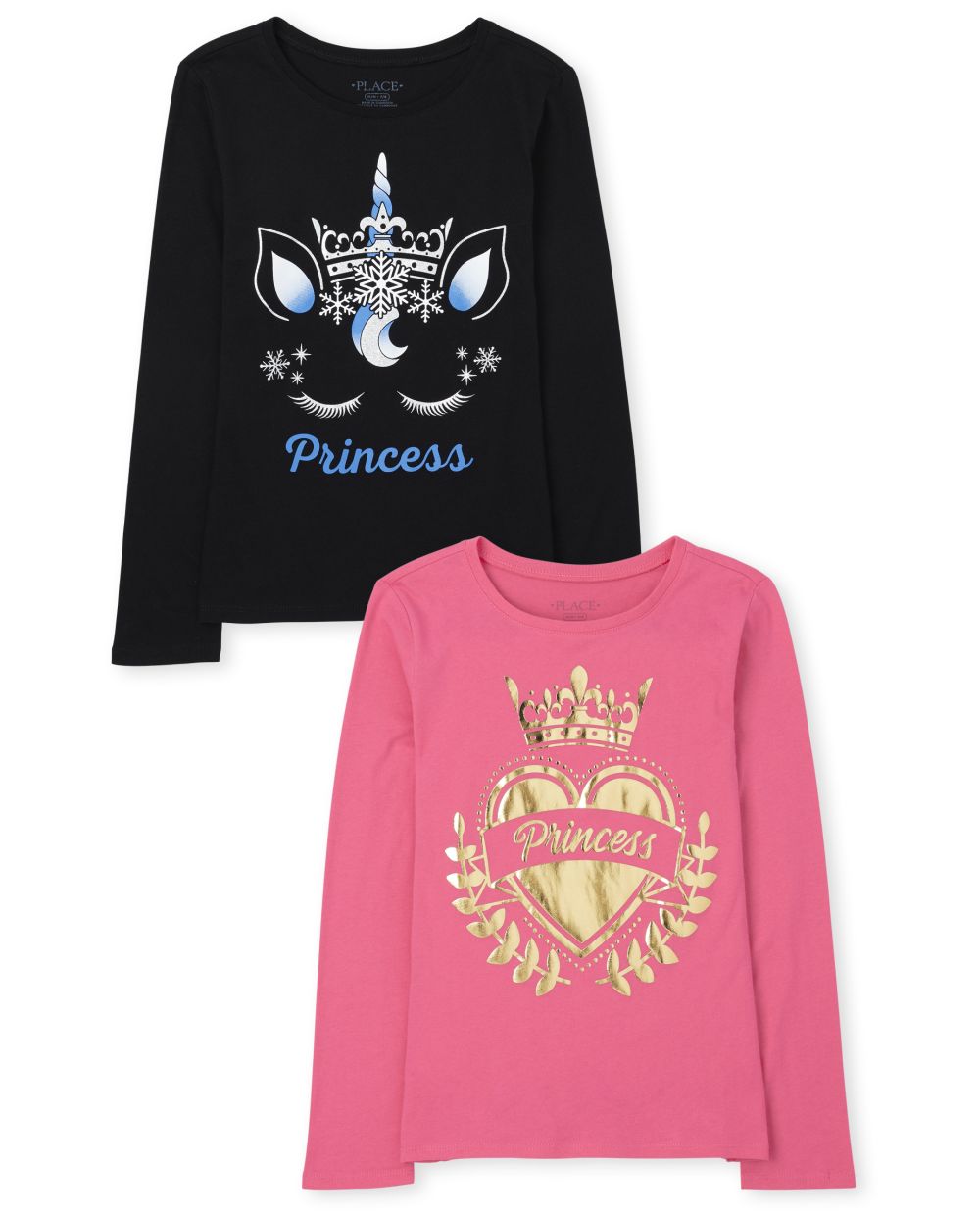 Girls Long Sleeve 'Princess' Graphic Tee 2-Pack