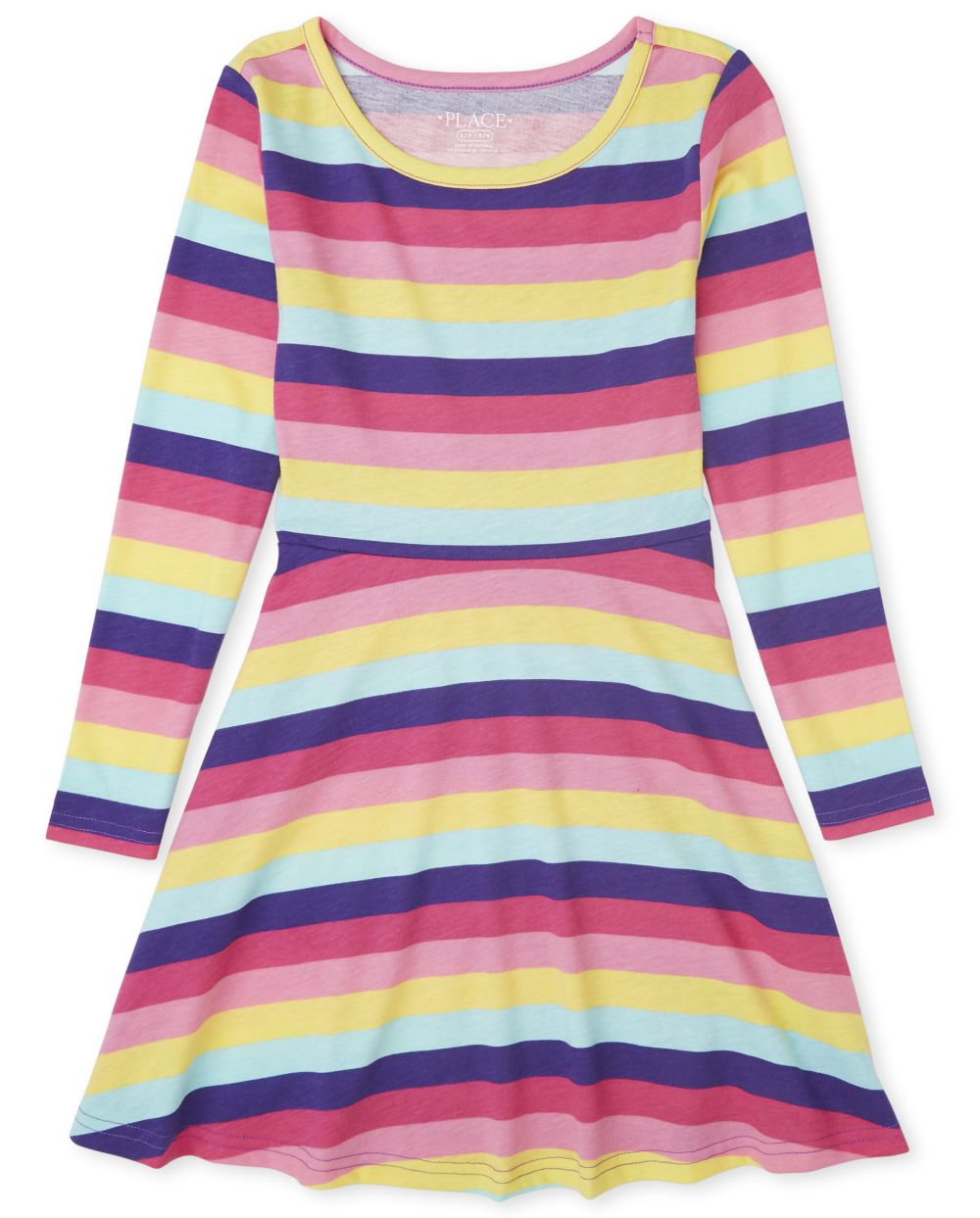 Girls Long Sleeve Print Skater Dress