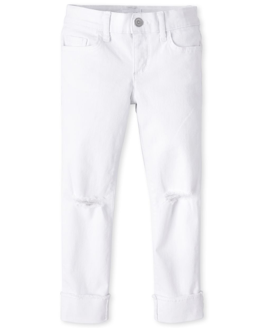 Girls Distressed Roll Cuff Jeans