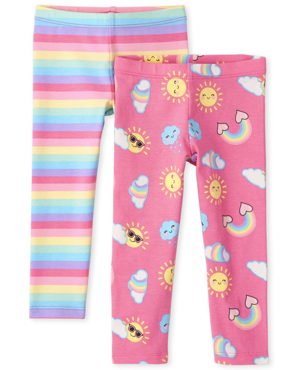 Toddler Girls Rainbow Knit Leggings 2-Pack